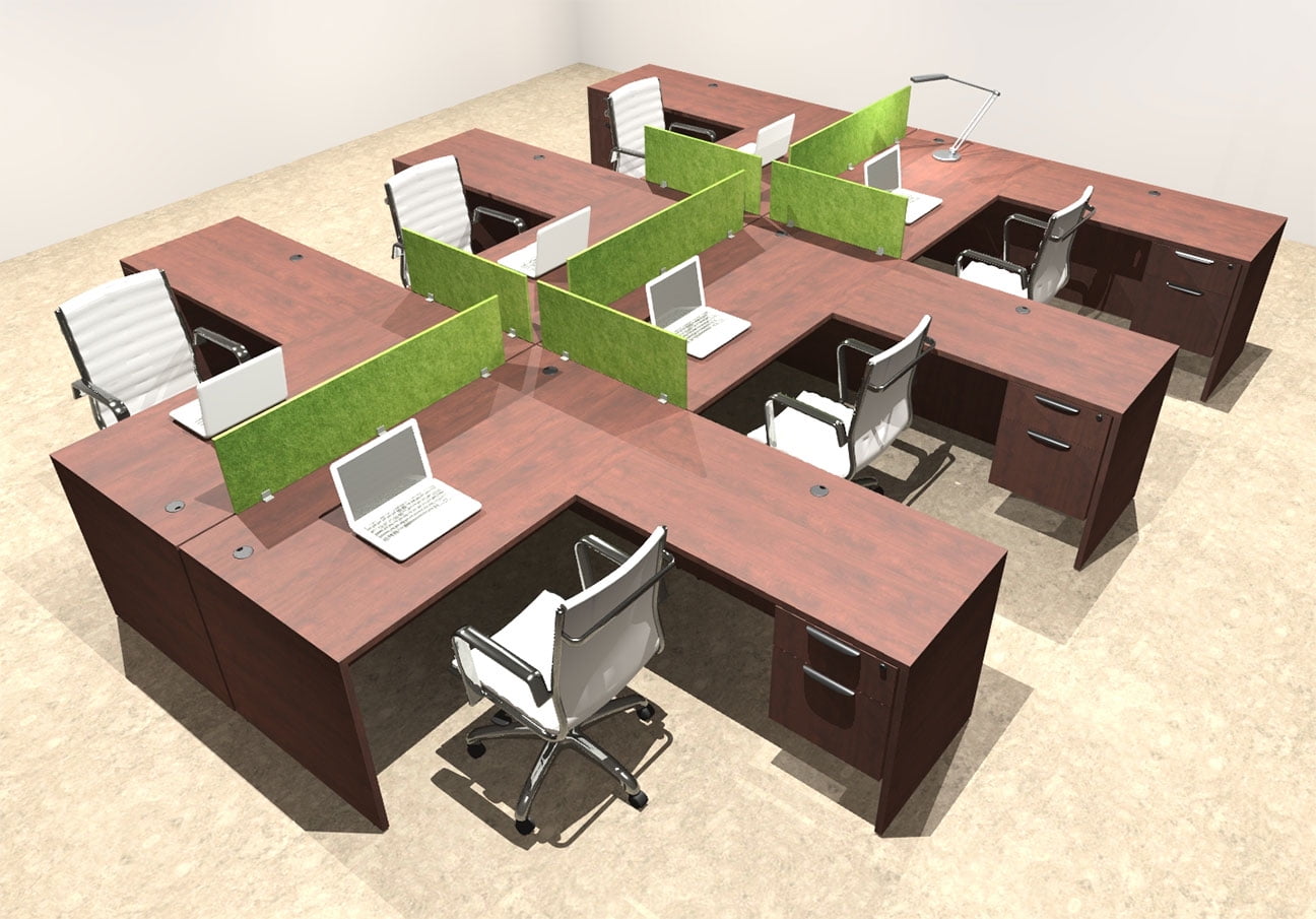 Six Person Modern Accoustic Divider Office Workstation Desk Set, #OT-SUL-FPRA46 - Walmart.com