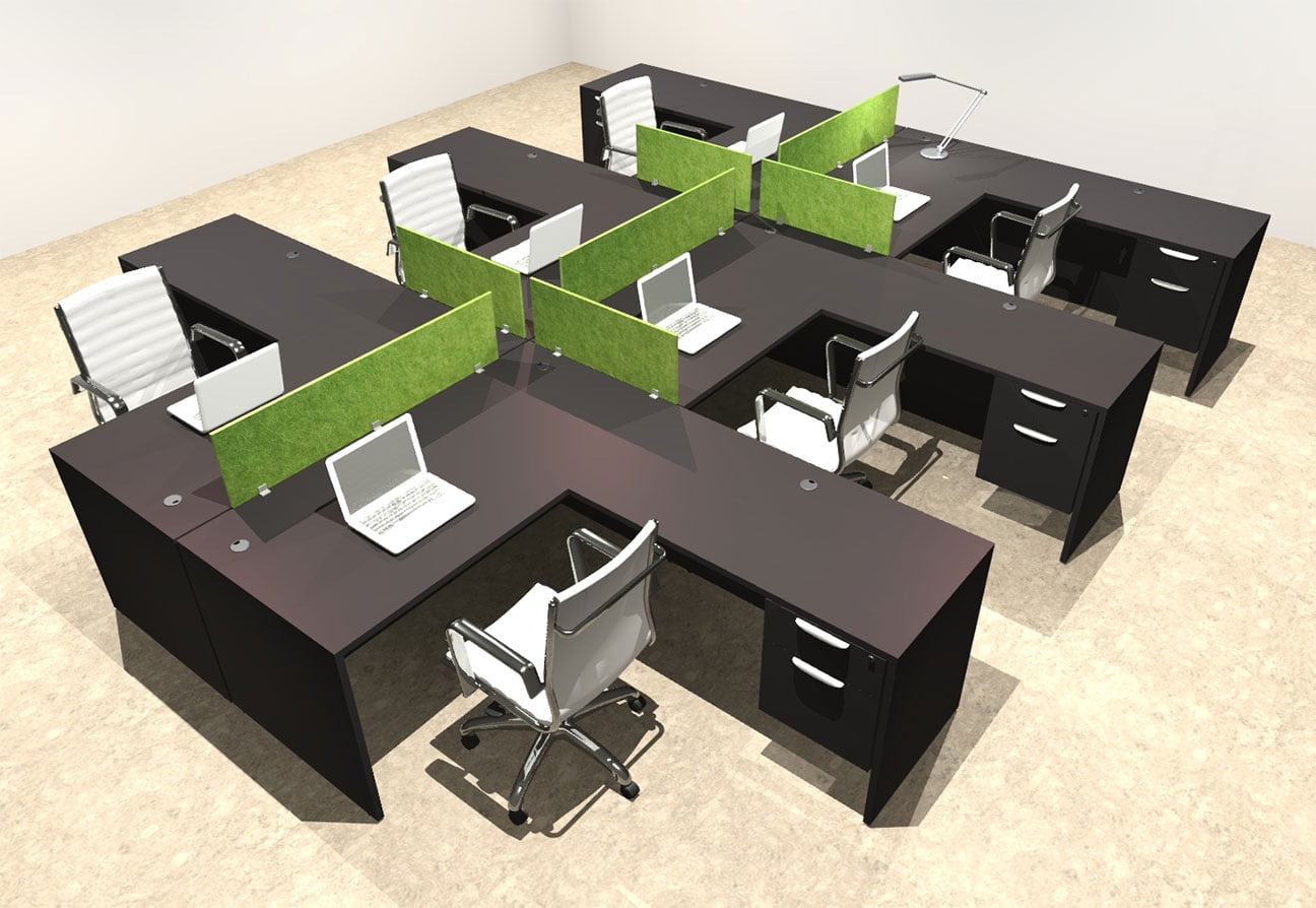 Six Person Modern Accoustic Divider Office Workstation Desk Set, #OT-SUL-FPRA48 - Walmart.com