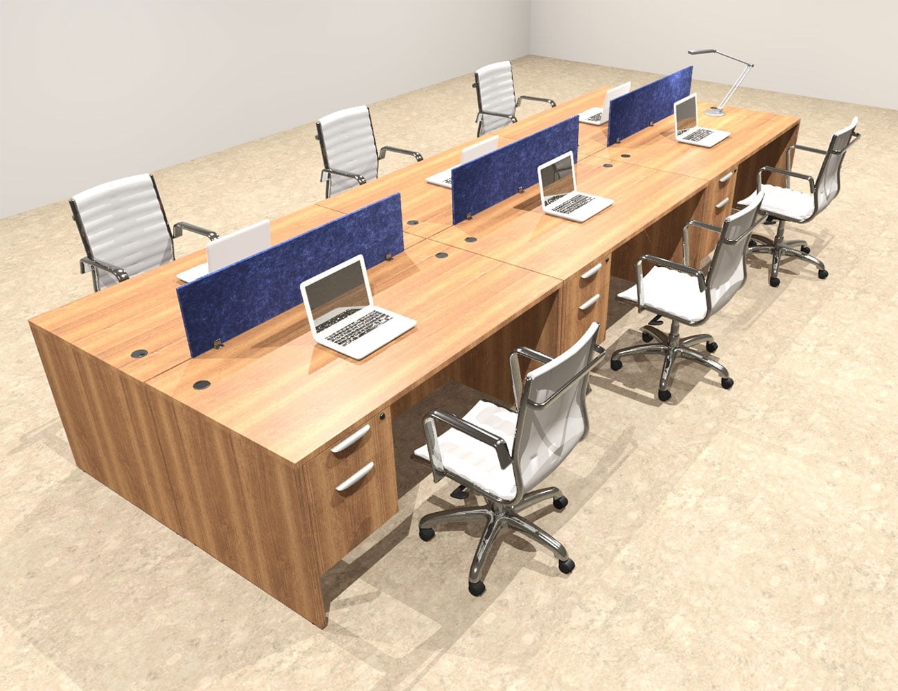 Six Person Modern Accoustic Divider Office Workstation Desk Set, #OT ...