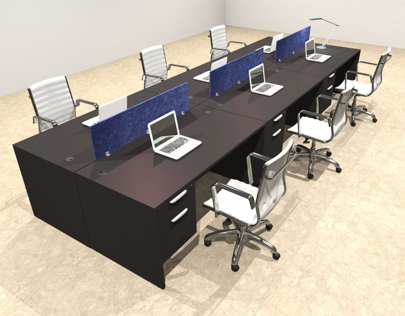 Six Person Modern Accoustic Divider Office Workstation Desk Set, #OT ...