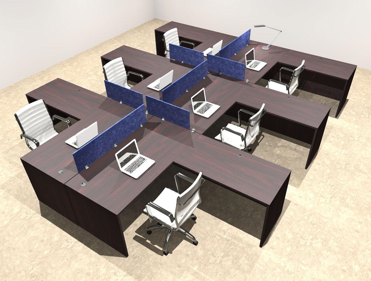 Six Person Modern Accoustic Divider Office Workstation Desk Set, #OT-SUL-FPRB35 - Walmart.com