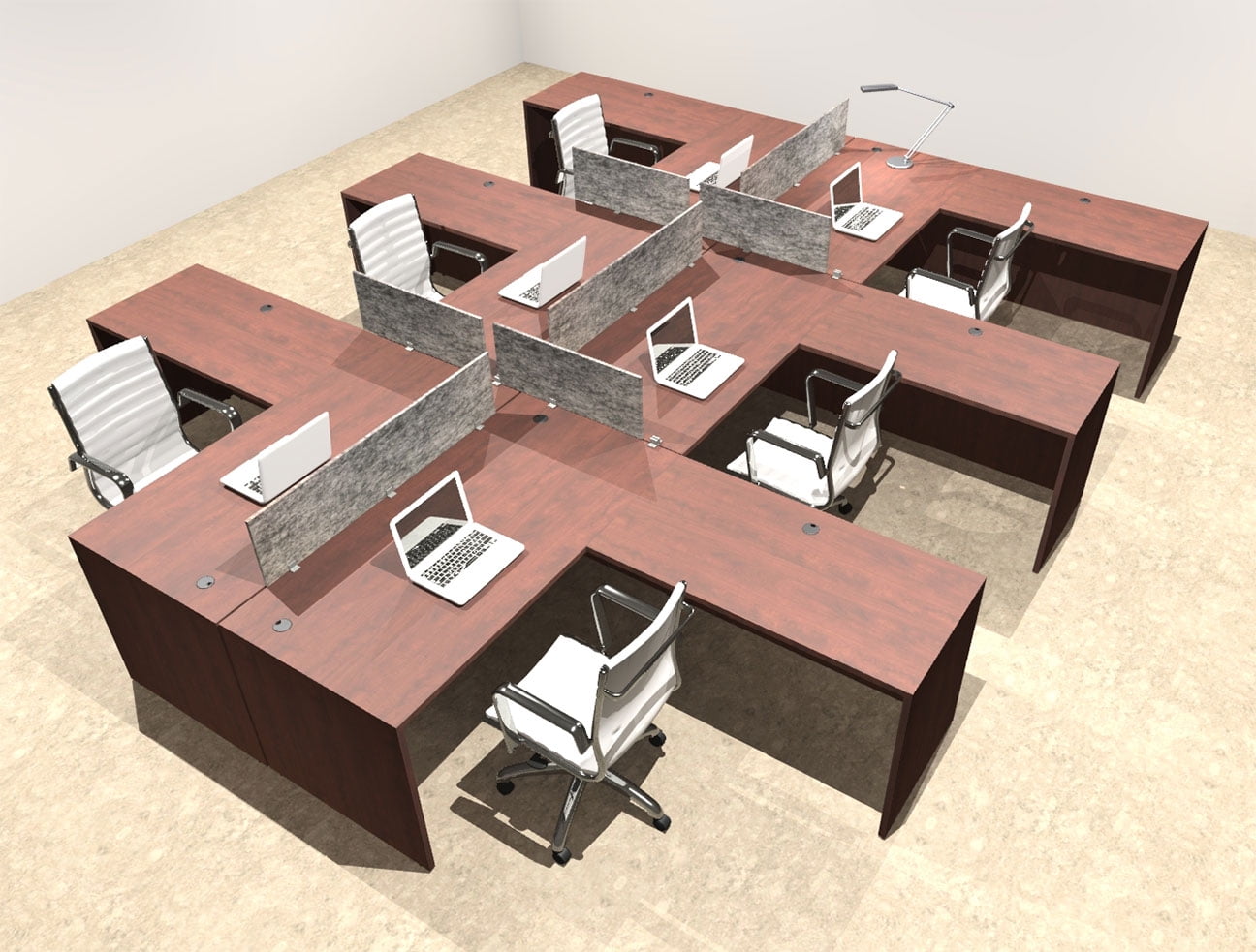Six Person Modern Accoustic Divider Office Workstation Desk Set, #OT ...