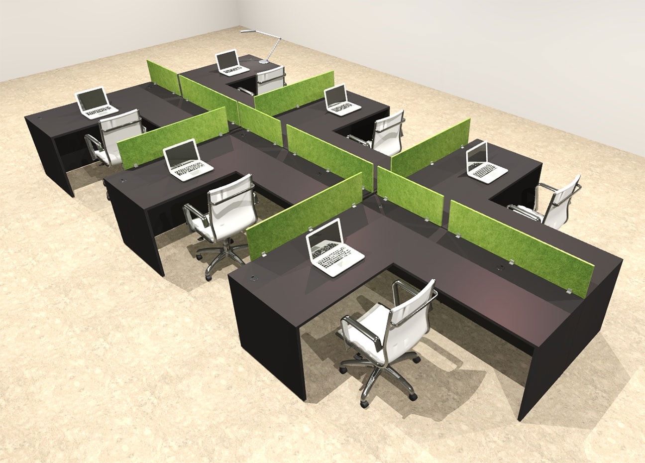 Six Person Modern Accoustic Divider Office Workstation Desk Set, #OT ...