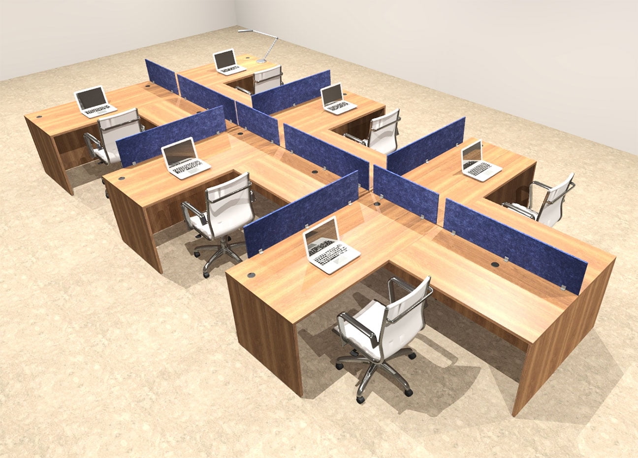 Six Person Modern Accoustic Divider Office Workstation Desk Set, #OT-SUL-SPRB49 - Walmart.com