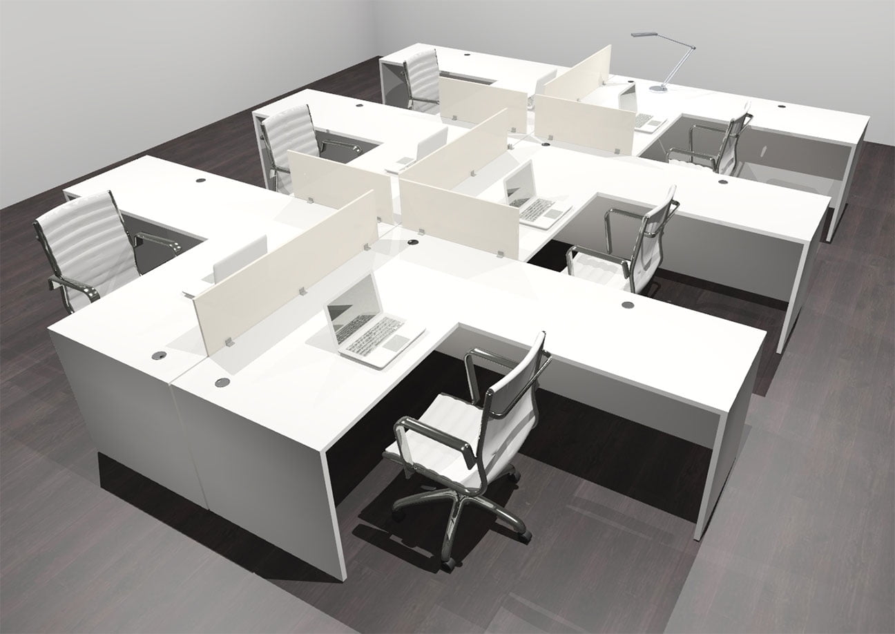 Six Person Modern Acrylic Divider Office Workstation Desk Set, #OF-CPN ...