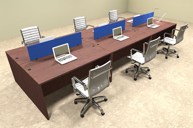Six Person Modern Blue Divider Office Workstation Desk Set, #OT-SUL ...