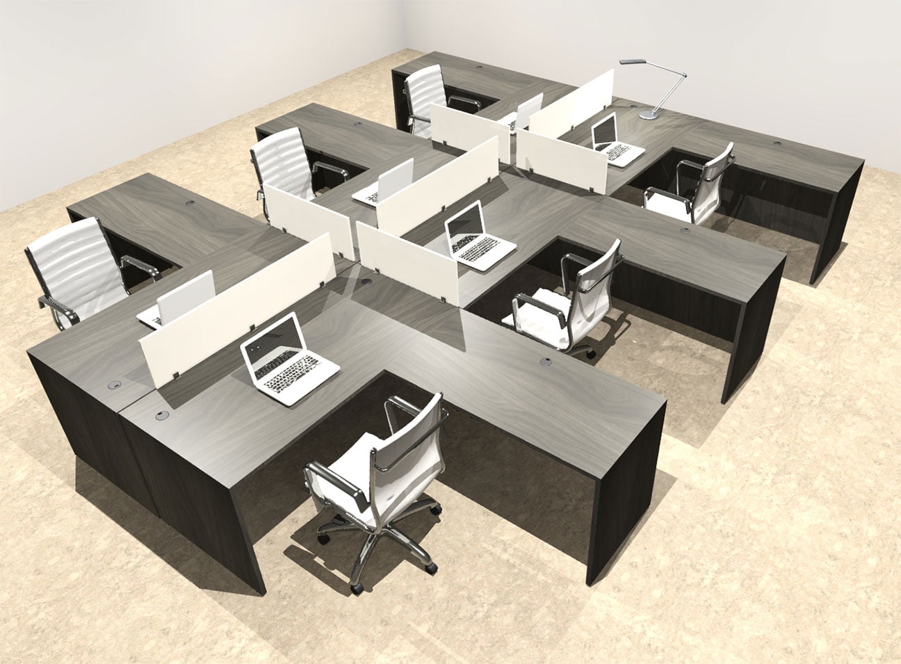 Six Person Modern Divider Office Workstation Desk Set, #OT-SUL-FP57 ...