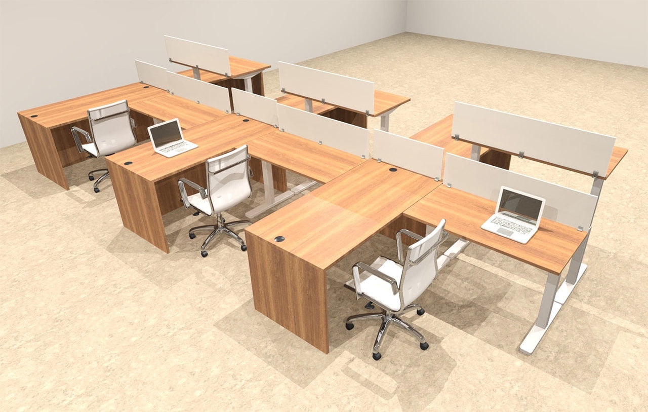 Six Persons Modern Power Height Adjustable Leg Divider Workstation, #OT ...