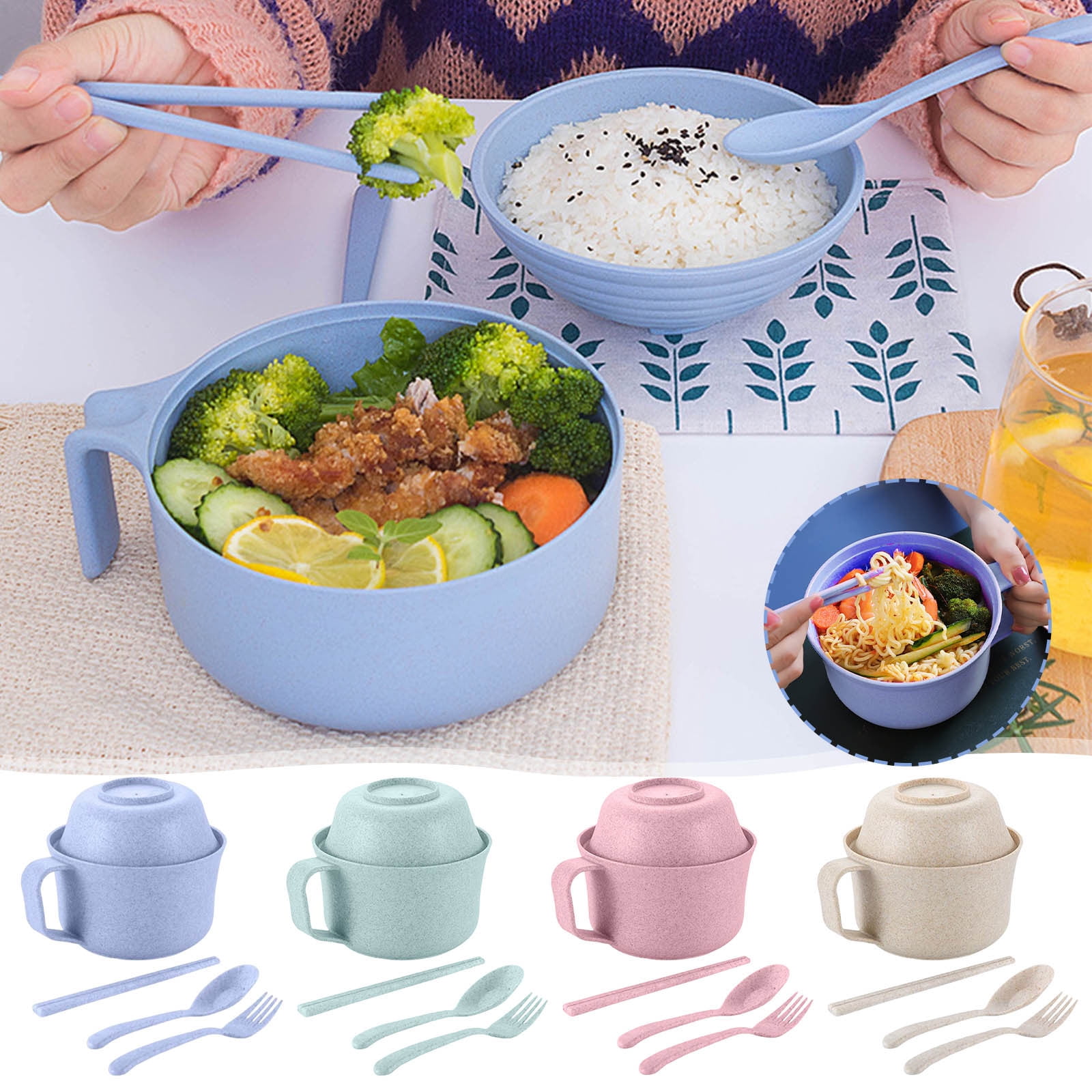 Six-Piece Fiber Ramen Bowl Set, Quick Ramen Noodles for College Dorm ...