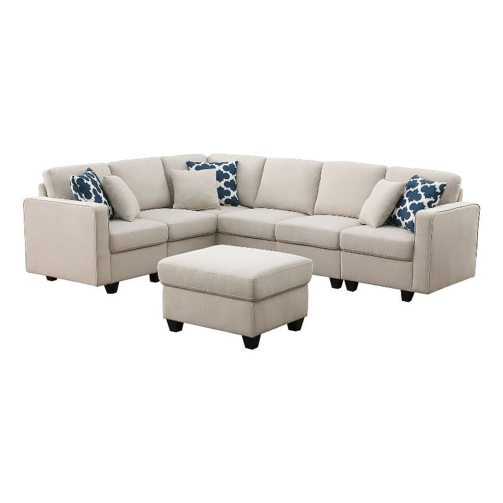 Large Modern Six Seat Fabric Reversible Modular Sectional Sofa with ...