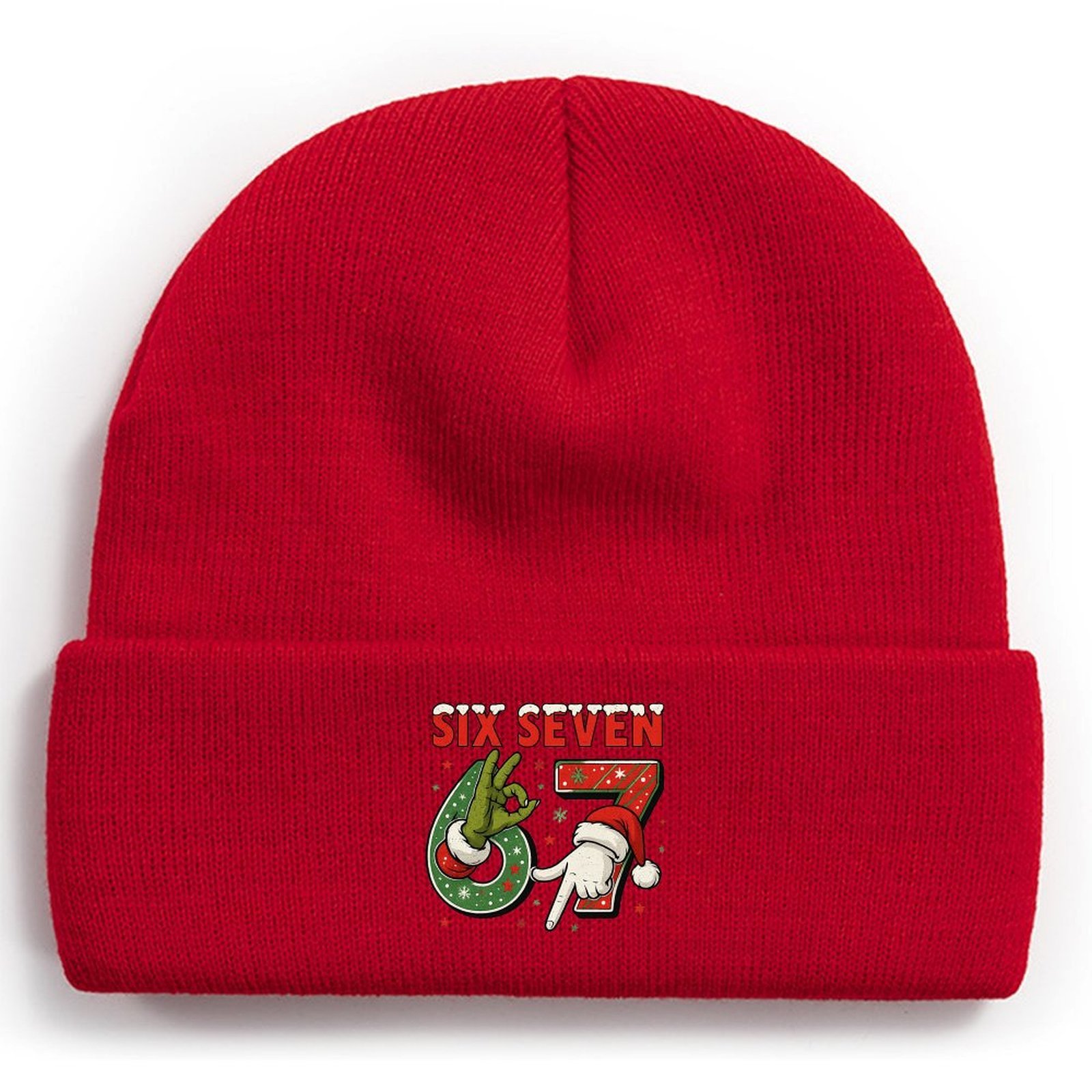 Six Seven 6 7 Meme Christmas Beanie Hats for Women Men Novelty Knit ...