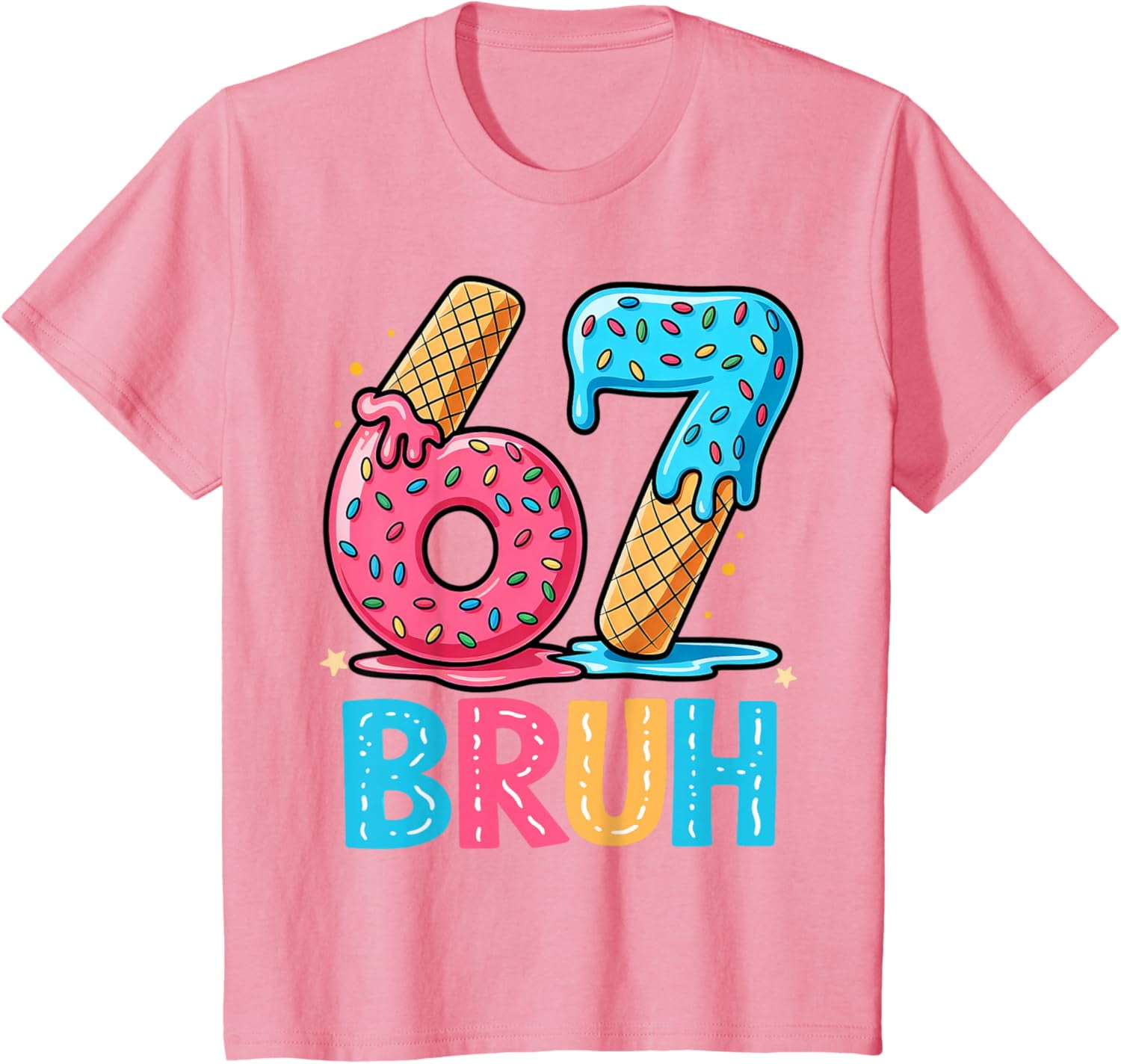 Six Seven 67 Funny Kids Graphic T-Shirt Cute Cartoon Design Boys Girls ...