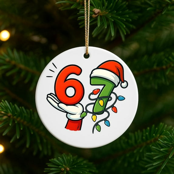 Six Seven 67 Number Christmas Ornament 2025, Viral Meme Ceramic Holiday ...