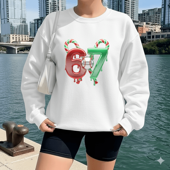 Six Seven Baseball Ice Cream Drip Meme Trendy Holiday Fun Sweatshirt up ...