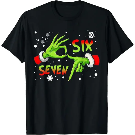 Six Seven Christmas Humor Meme Tee Holiday Gen Alpha Slang Shirt up to ...