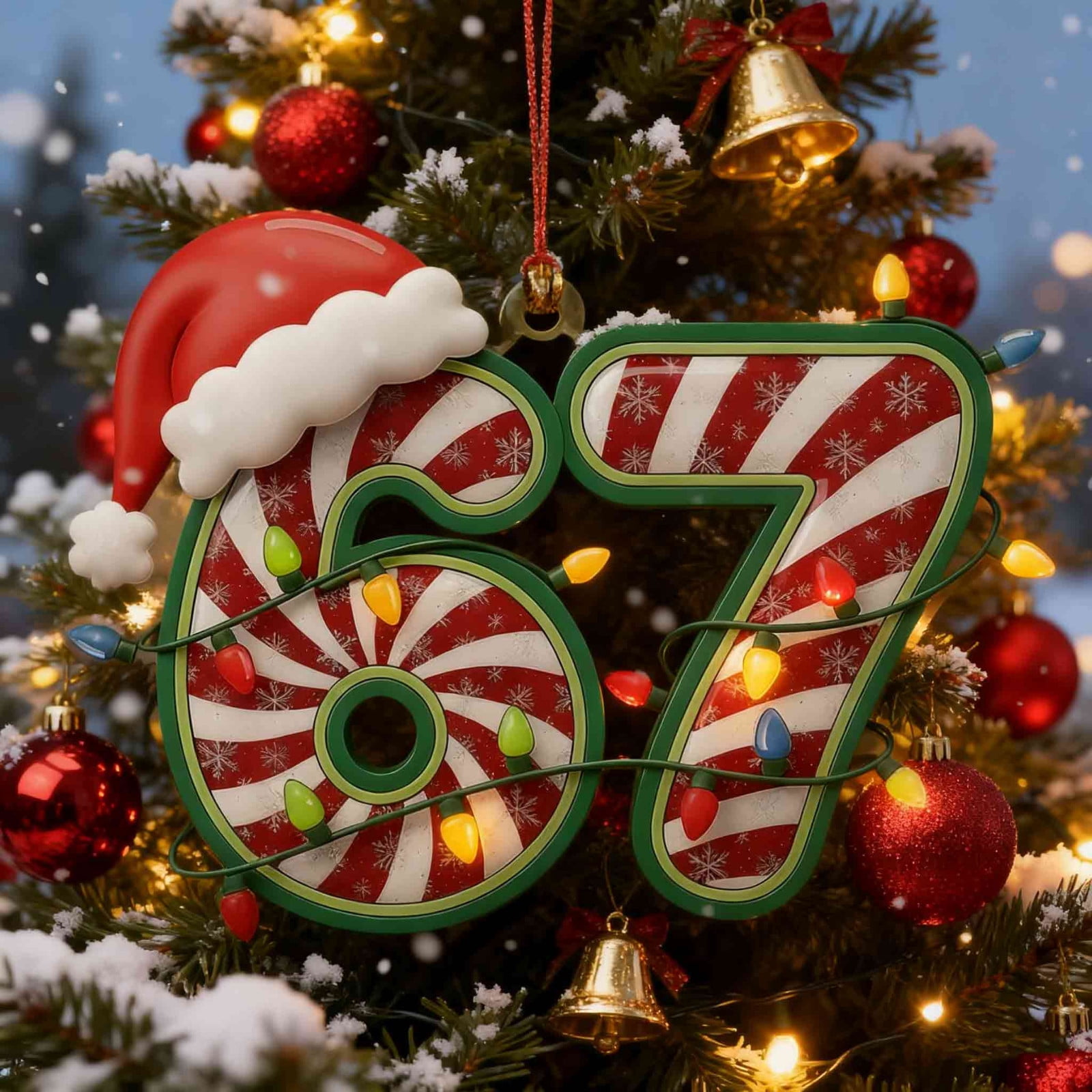 Six Seven Christmas Ornament 2025,67 Christmas Ornament,2D Acrylic ...