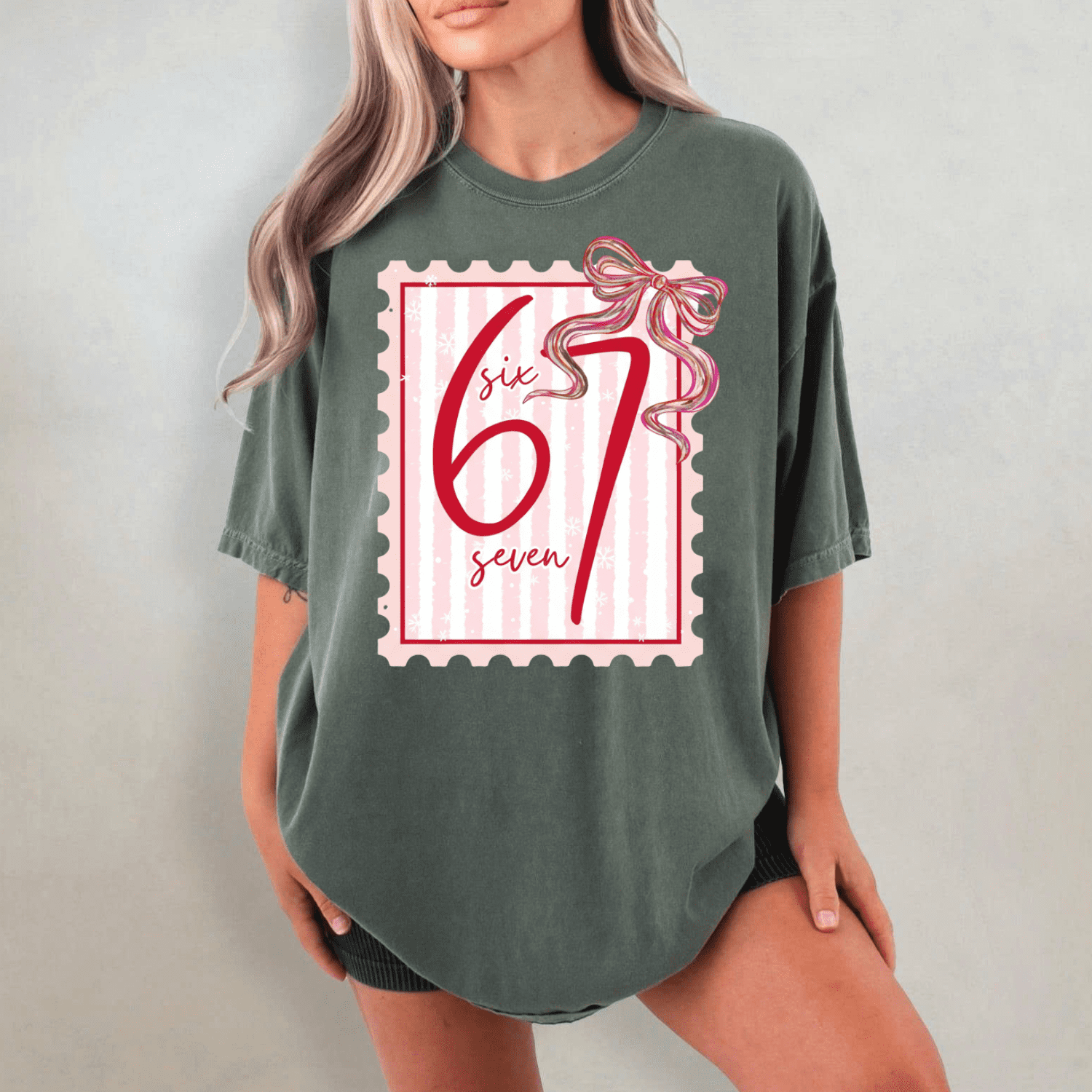 Six Seven Christmas Stamp Comfort Color Shirt, Viral Saying 67 Comfort ...