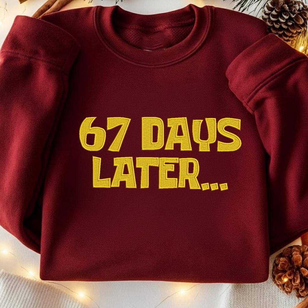 Six Seven Embroidery Design, 67 Days Later 67th Day of School Meme ...