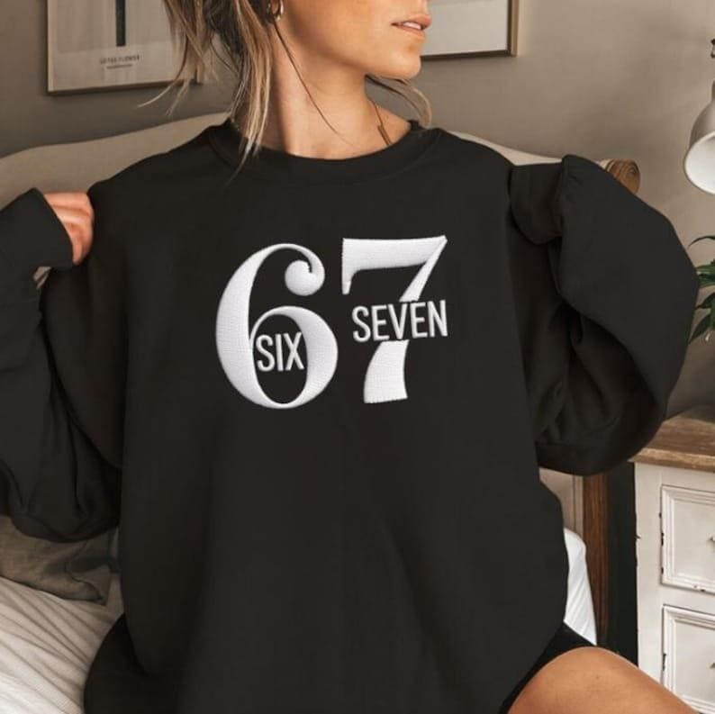 Six Seven Height Humor Embroidery File Funny 67 Meme Gen Z Viral ...