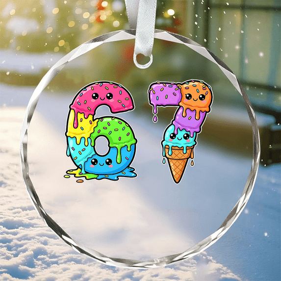 Six Seven Ice Cream Drip 67 Gen Alpha Slang 6 7 2 Ornament Home Decoration, Crystal Glass ...