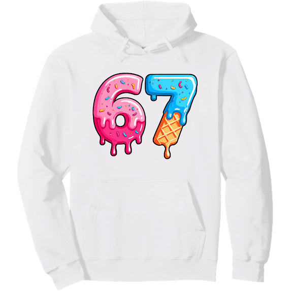 Six Seven Ice Cream Drip Cool Meme 67 Funny Number Hoodie ,Full Sizes S ...