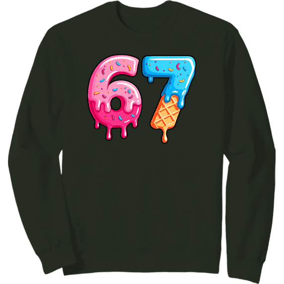 Six Seven Ice Cream Drip Cool Meme 67 Funny Number SweatShirt ,Full ...