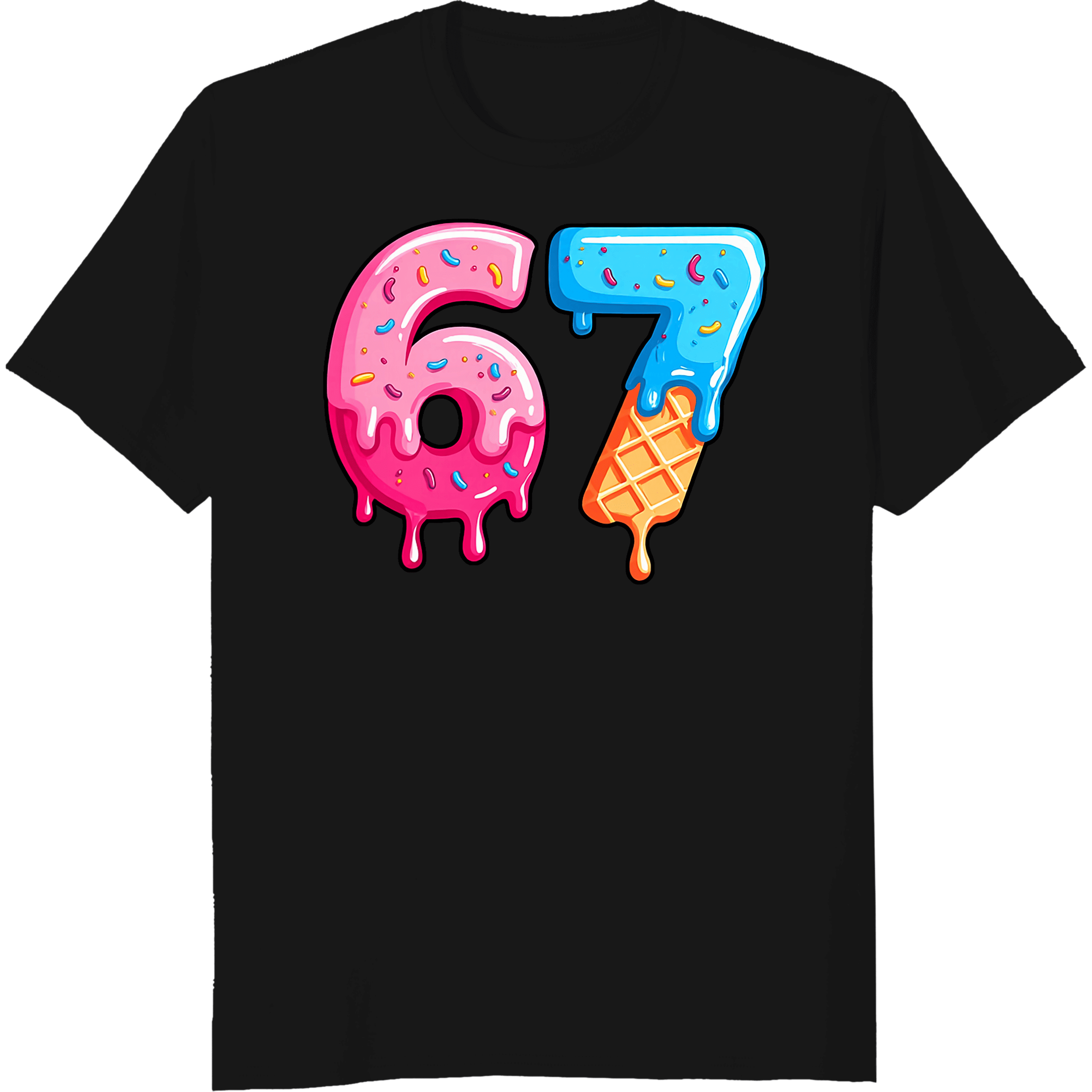 Six Seven Ice Cream Drip Cool Meme 67 Funny Number T-Shirt ,Full Sizes ...