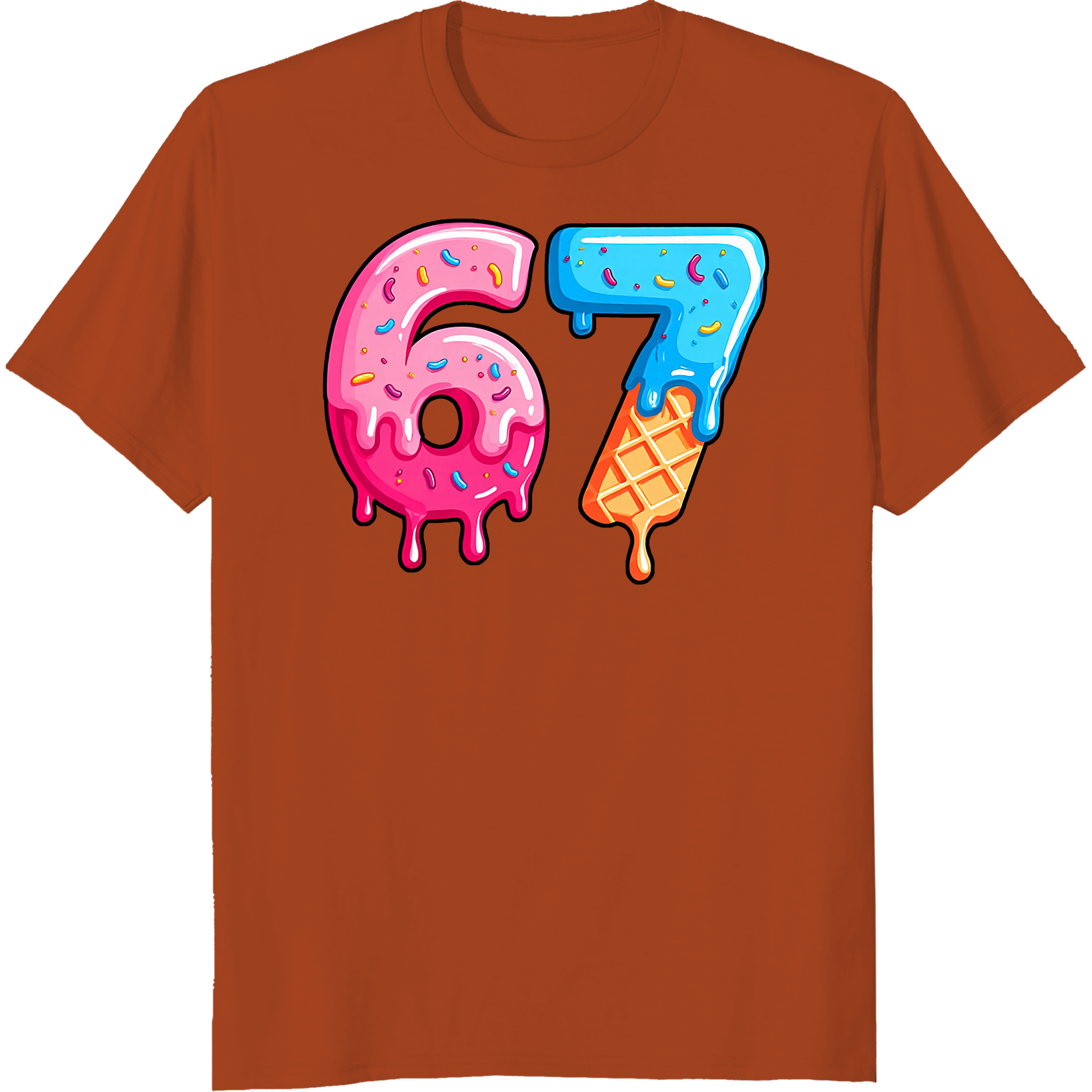 Six Seven Ice Cream Drip Cool Meme 67 Funny Number T-Shirt ,Full Sizes ...