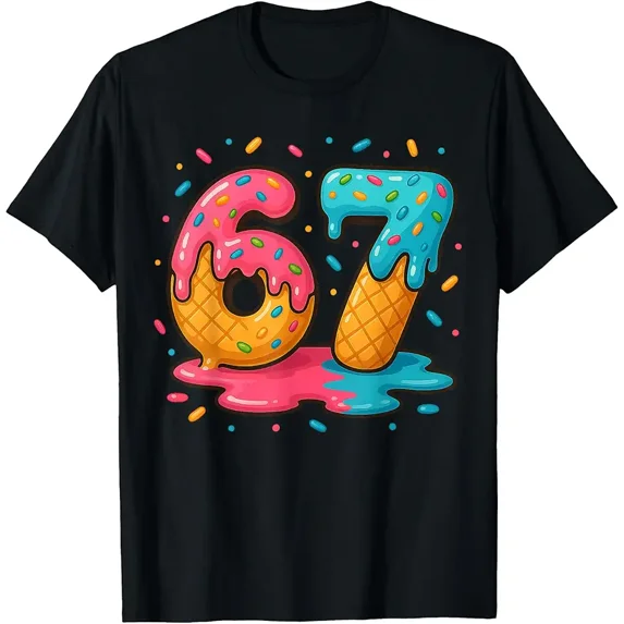 Six Seven Ice Cream Drip Cool Meme 67 Funny Number T-Shirt - Walmart.com