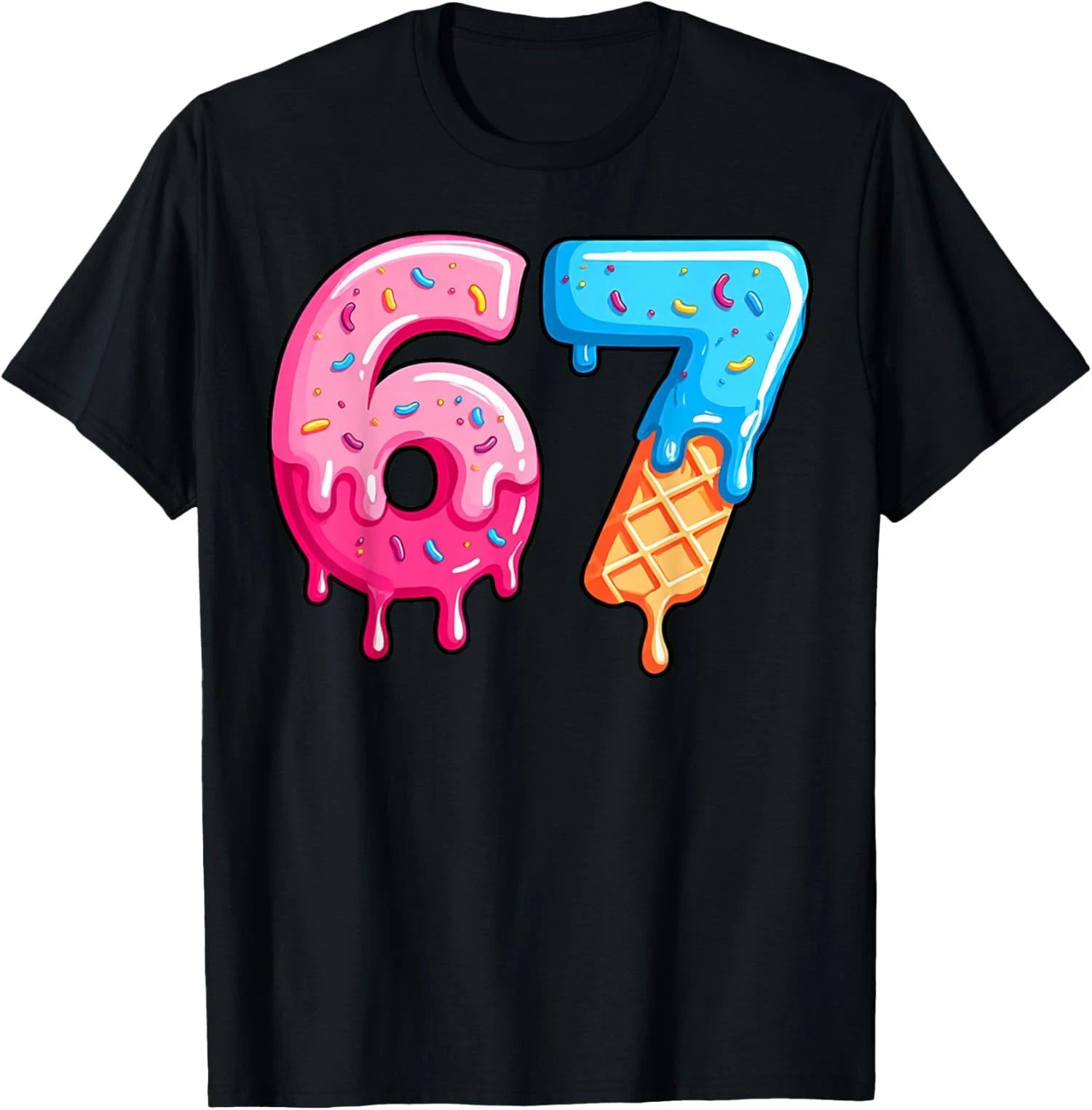 Six Seven Ice Cream Drip Cool Meme Funny Number T-Shirt, for Men ...