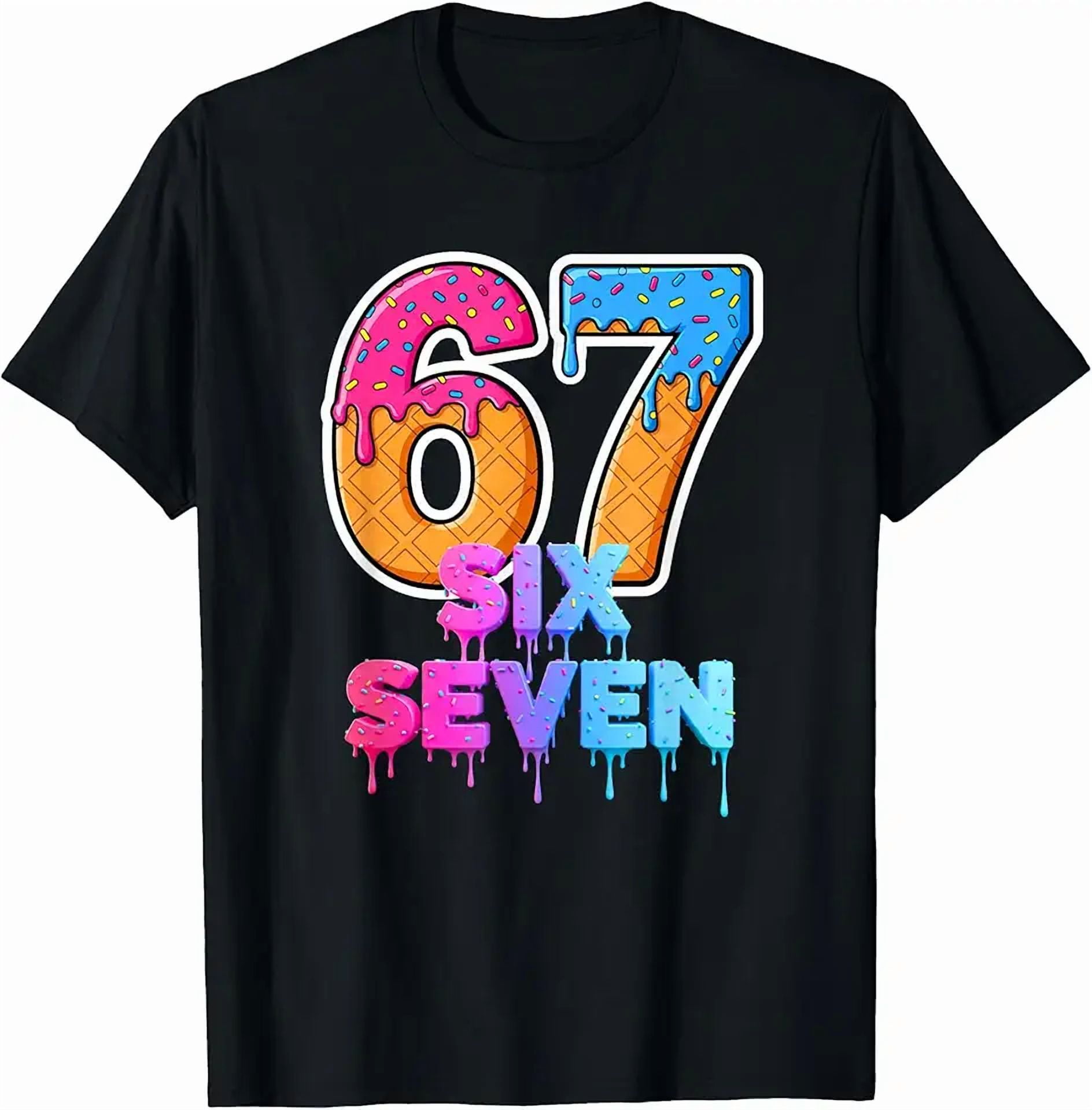 Six Seven Ice Cream Drip Gen Alpha Slang 6 7 Trending Meme T-Shirt ...