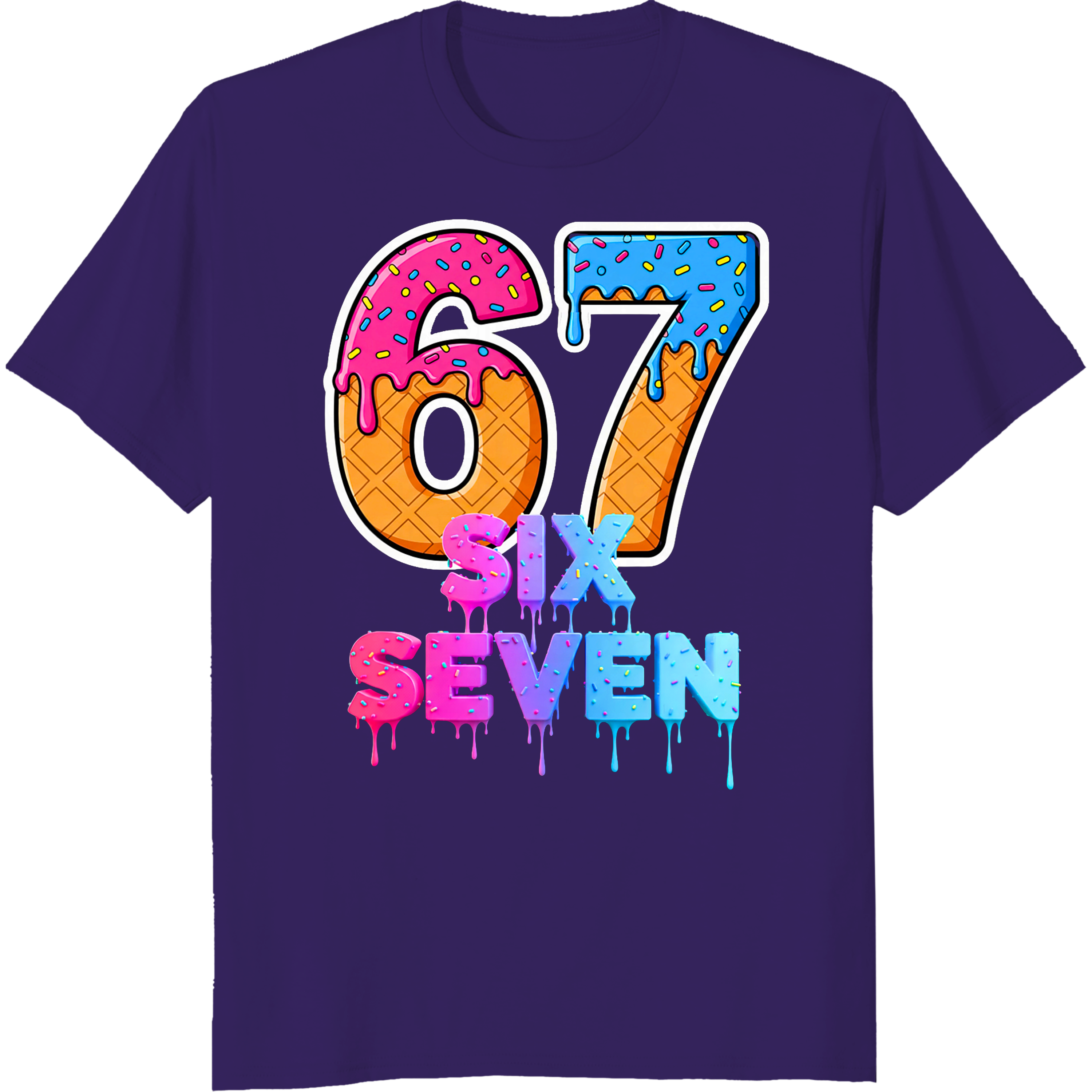 Six Seven Ice Cream Drip Slang 6 7 Trending Meme T-Shirt ,Full Sizes S ...