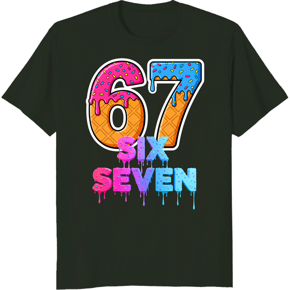 Six Seven Ice Cream Drip Slang 6 7 Trending Meme T-Shirt ,Full Sizes S ...