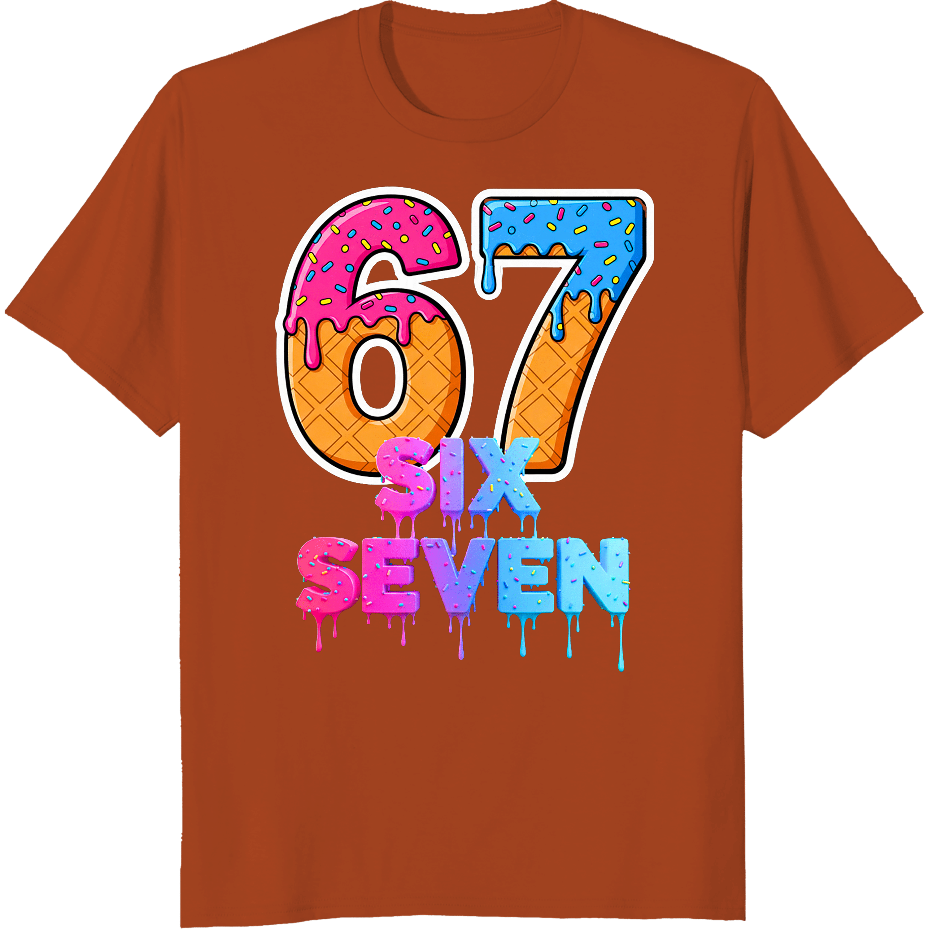 Six Seven Ice Cream Drip Slang 6 7 Trending Meme T-Shirt ,Full Sizes S ...