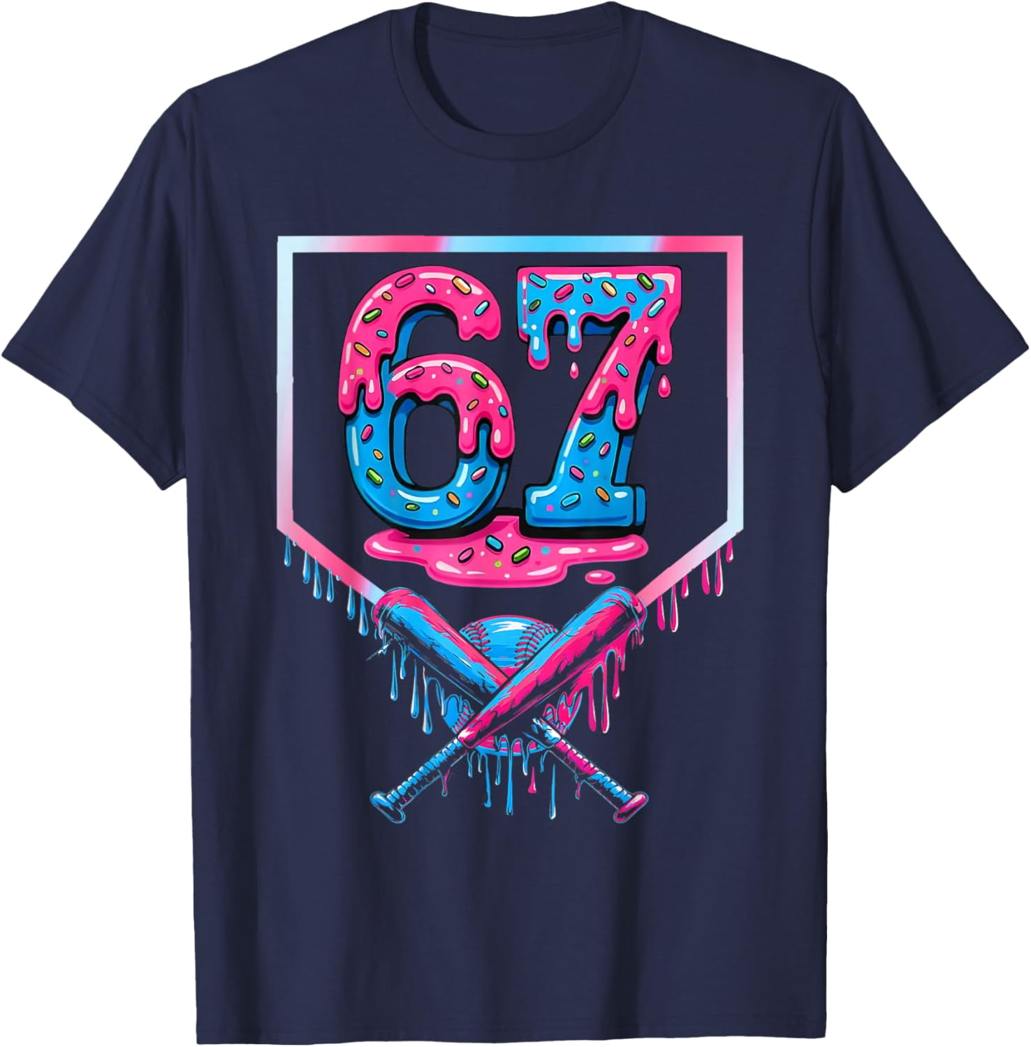 Six Seven Meme Baseball Ice Cream Drip Slang T-Shirt - Walmart.com
