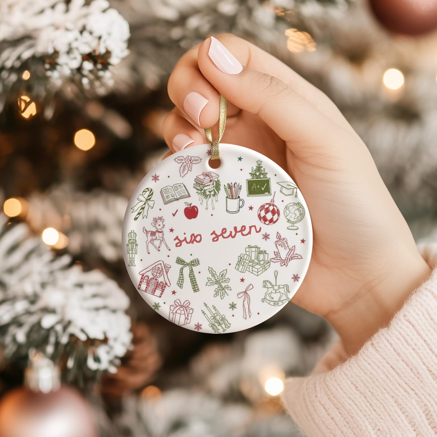 Six Seven Meme Ceramic Christmas Ornament 2025, 67 Six Seven Christmas ...