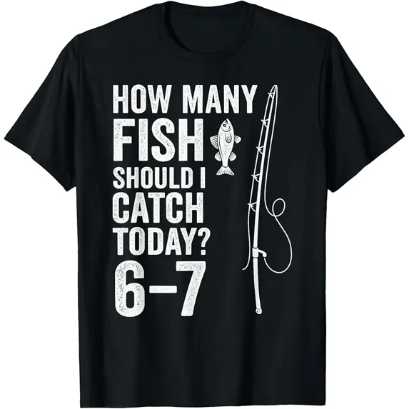 Six Seven Meme Fish Angler 6-7 Funny Fishing 67 T-Shirt - Walmart.com