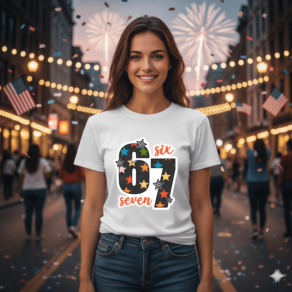 Six Seven Meme Funny Internet Trend Sticker Humor Unisex T-Shirt, up to ...