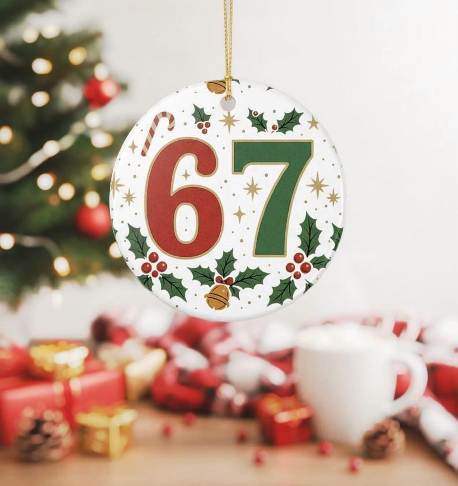 Six Seven Meme Ornament 2025 – Number 67 Festive Red Green Ceramic ...