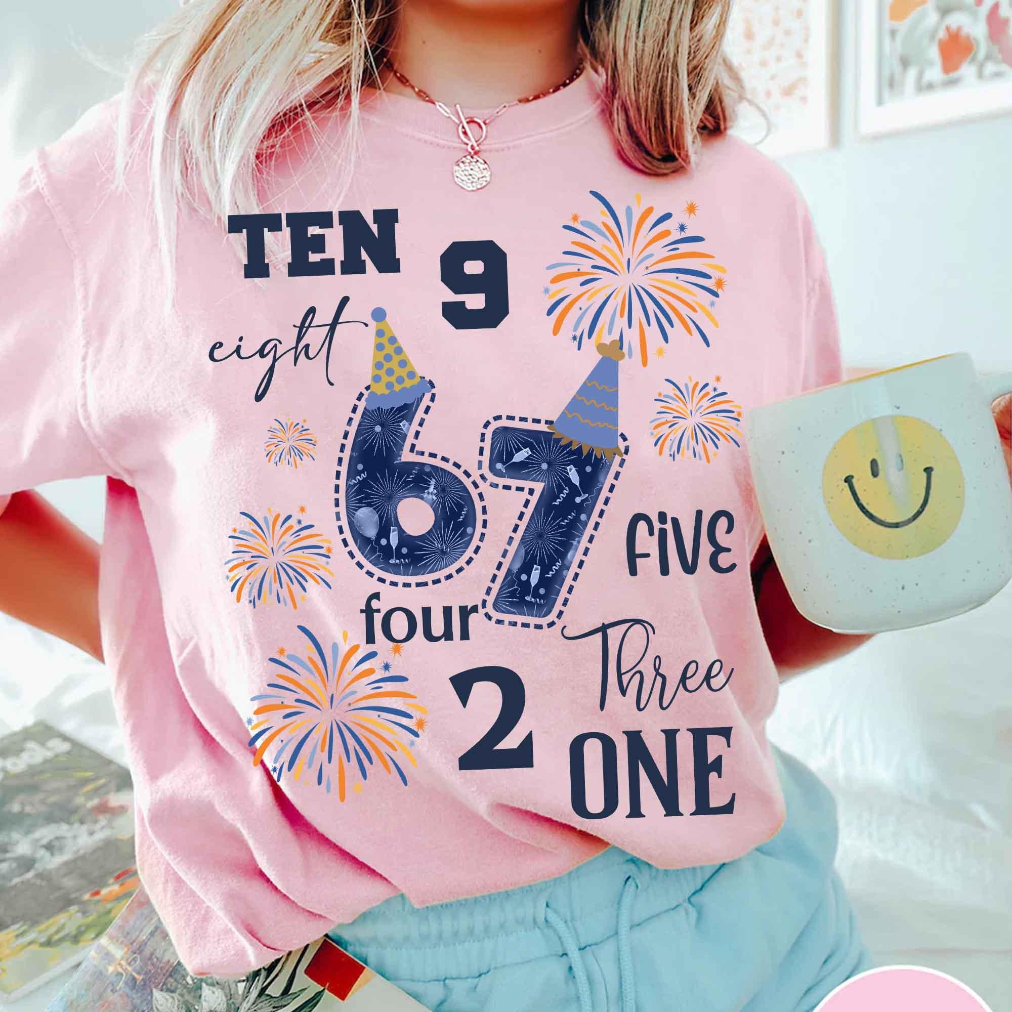 Six Seven New Year’s Countdown T-Shirt, Funny 6 7 Number Meme Tee, New ...