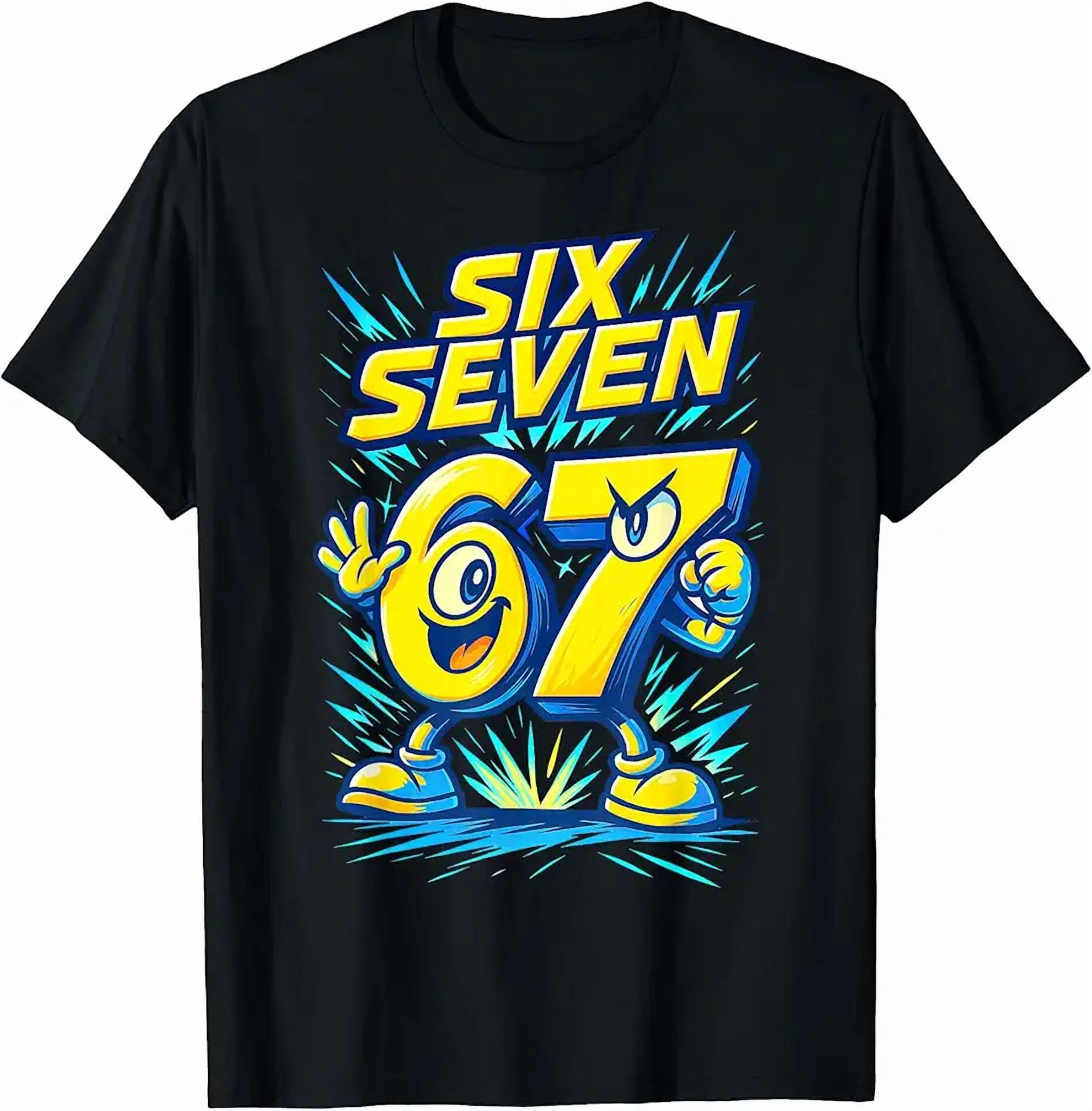 Six Seven Number 67 Fun Retro Cartoon Unisex Short Sleeve Graphic T ...