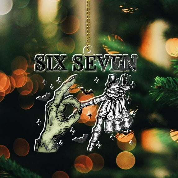 Six Seven Skeleton 2D Flat Halloween Ornament 2025 + Viral Meme Trend ...