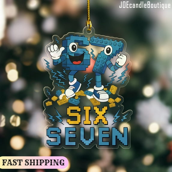 Six Seven Steal a Brainrot Ornament, Baseball Number Ornament, Six ...