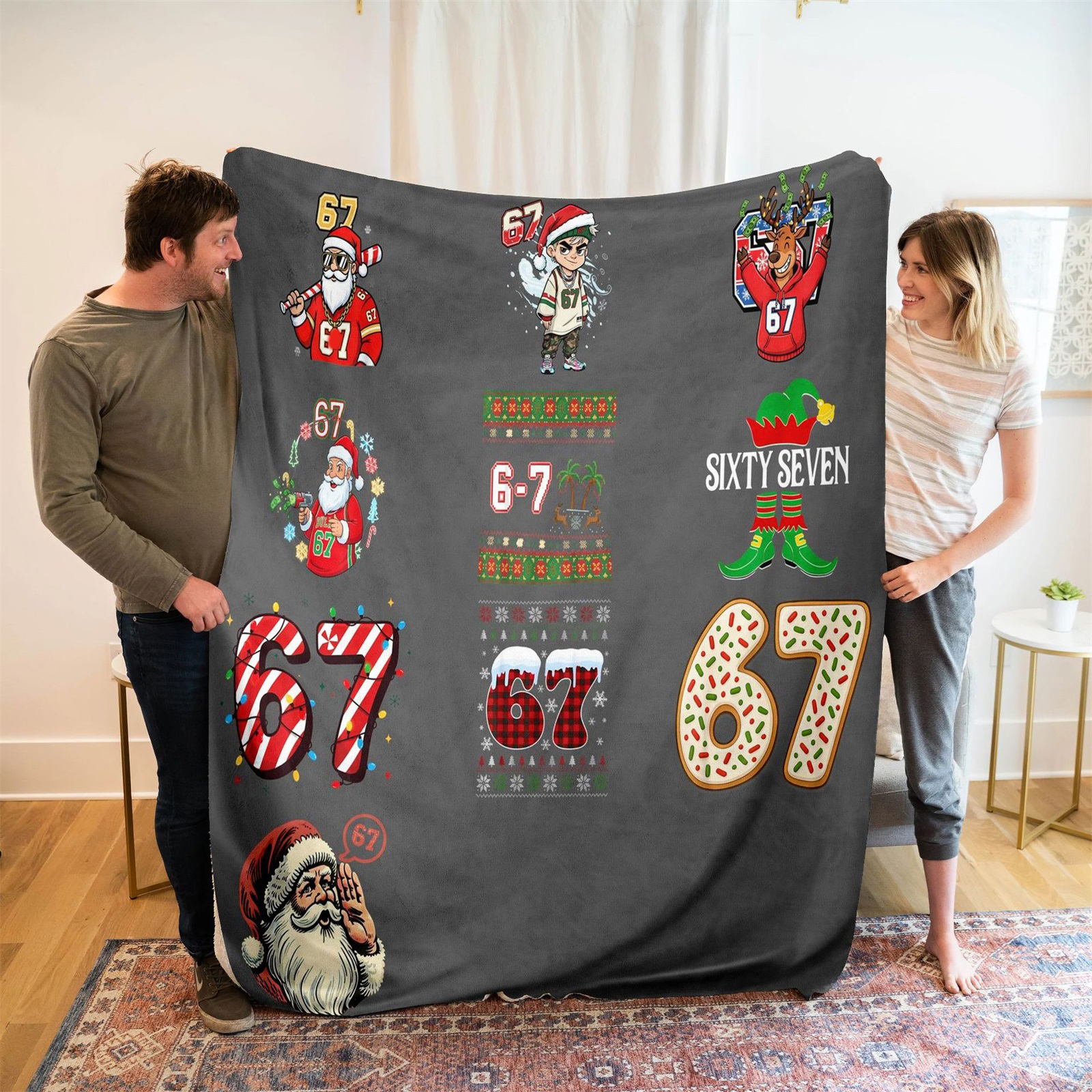Six Seven Throw Blankets, 6-7 Blanket, 67 Six Seven Christmas Blanket ...