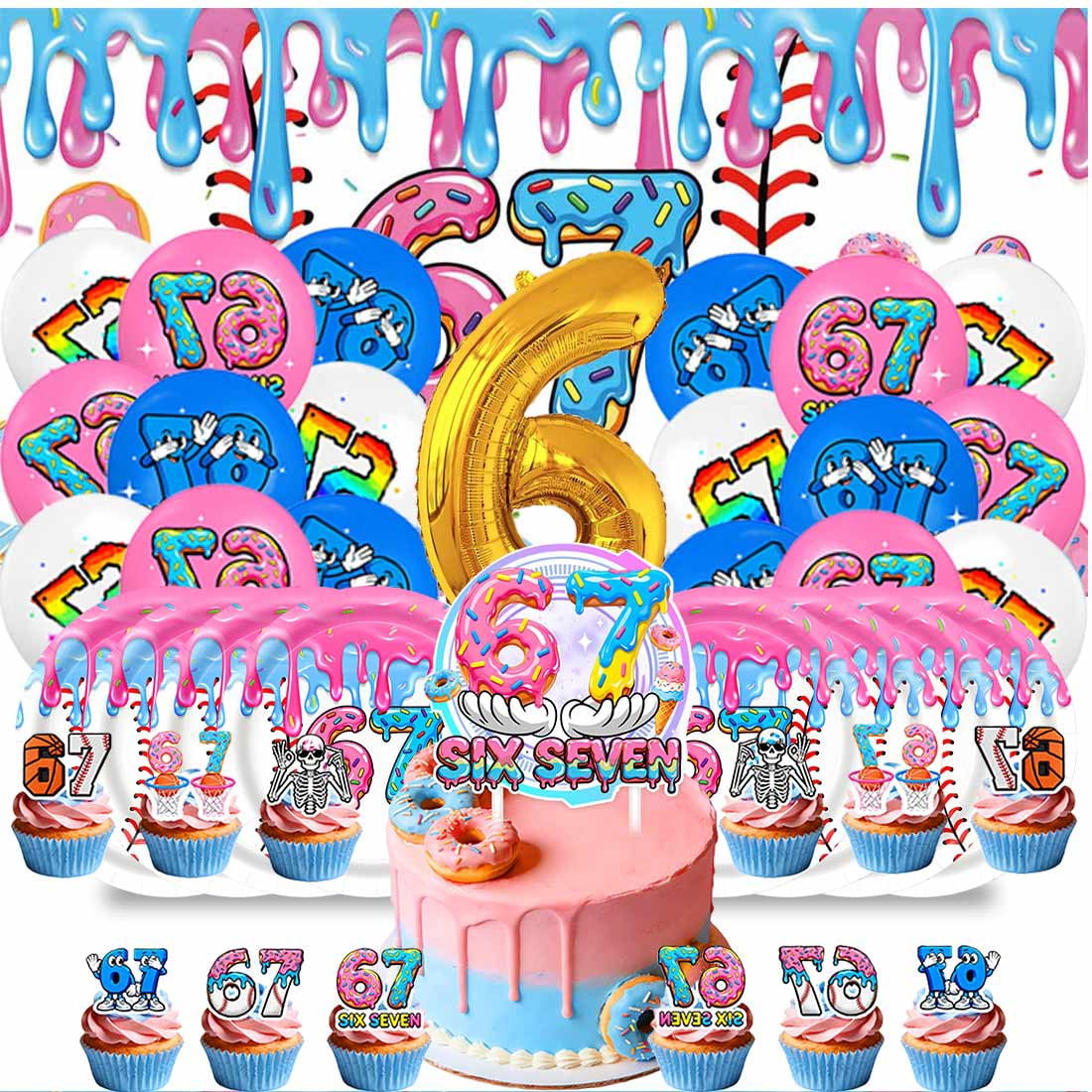 Six Sever Meme Balloons Party Supplies 6th Decor Tableware Birthday ...