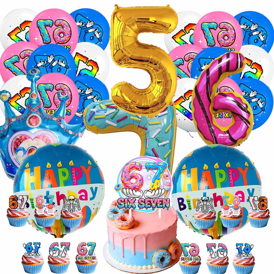Six Seven Meme Party Supplies 5th Decor Kit Balloons Birthday Cake ...