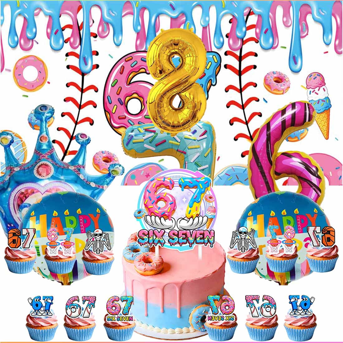 Six Sever Meme Party Supplies Decor 8th Kit Balloons Birthday Cake ...