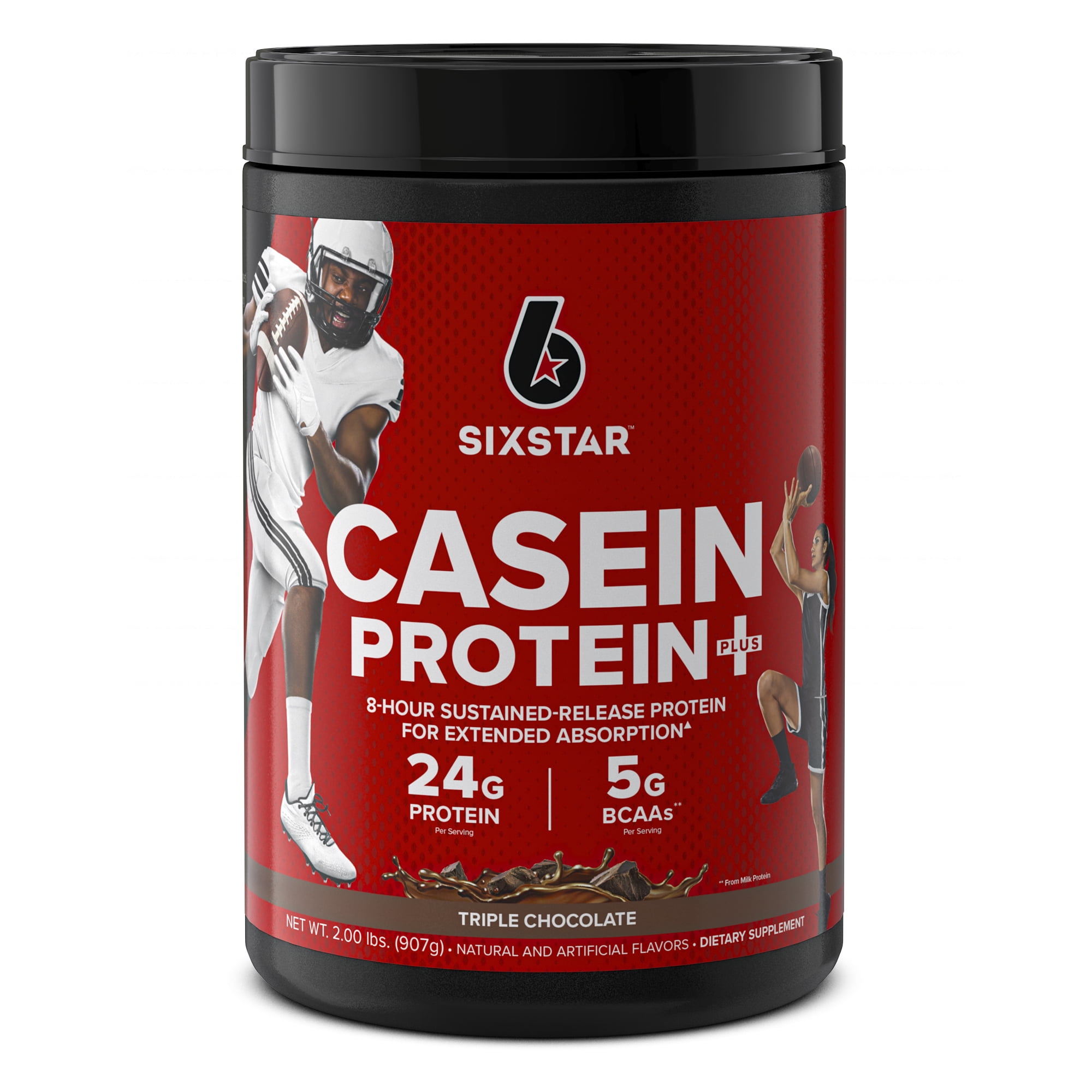 Six Star Casein Protein Powder Plus, 24g Protein, Triple Chocolate, 2 ...