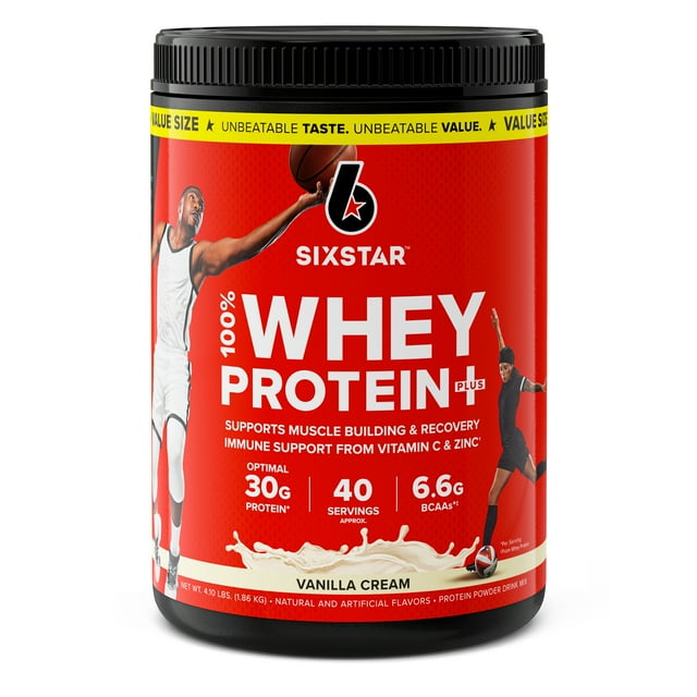 Six Star Pro Nutrition 100% Whey Protein Plus Powder, Vanilla Cream ...