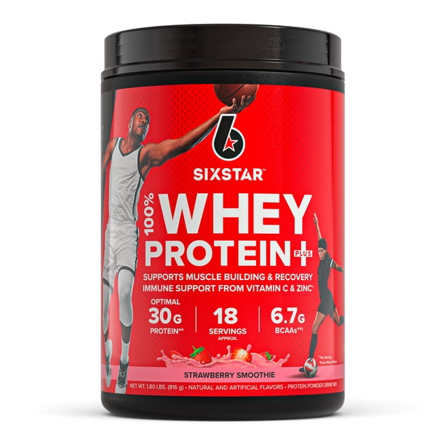 Six Star Pro Nutrition 100% Whey Protein Powder, Strawberry Smoothie ...